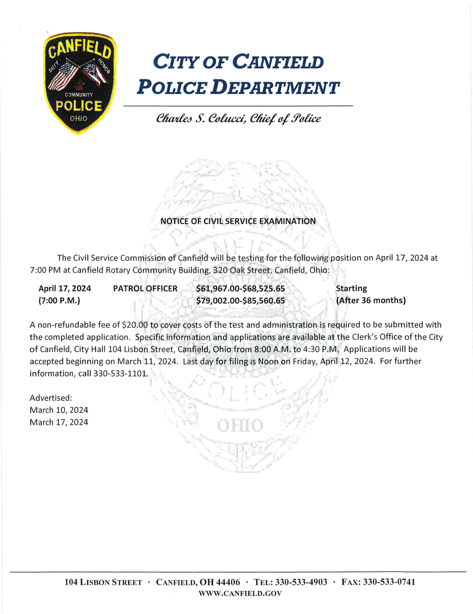 Employment - Canfield Police Department
